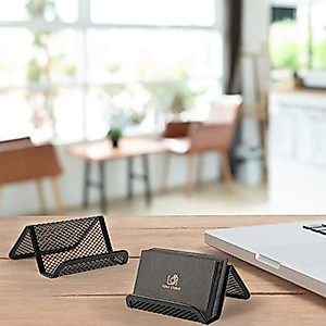 Mr. Pen- Metal Mesh Business Card Holder, 3 Pack, Black, Card Holder for Desk, Card Holder for Business Cards, Desk Card Holder, Business Card Stand, Business Card Display, Card Holder for Office