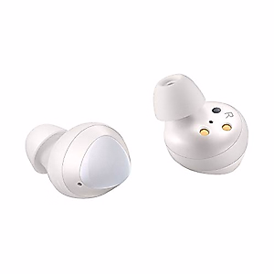 SAMSUNG Galaxy Buds 2019, Bluetooth True Wireless Earbuds (Wireless Charging Case Included), Black - International Version, No Warranty (Buds + Fast Wireless Charging Pad Bundle, White)
