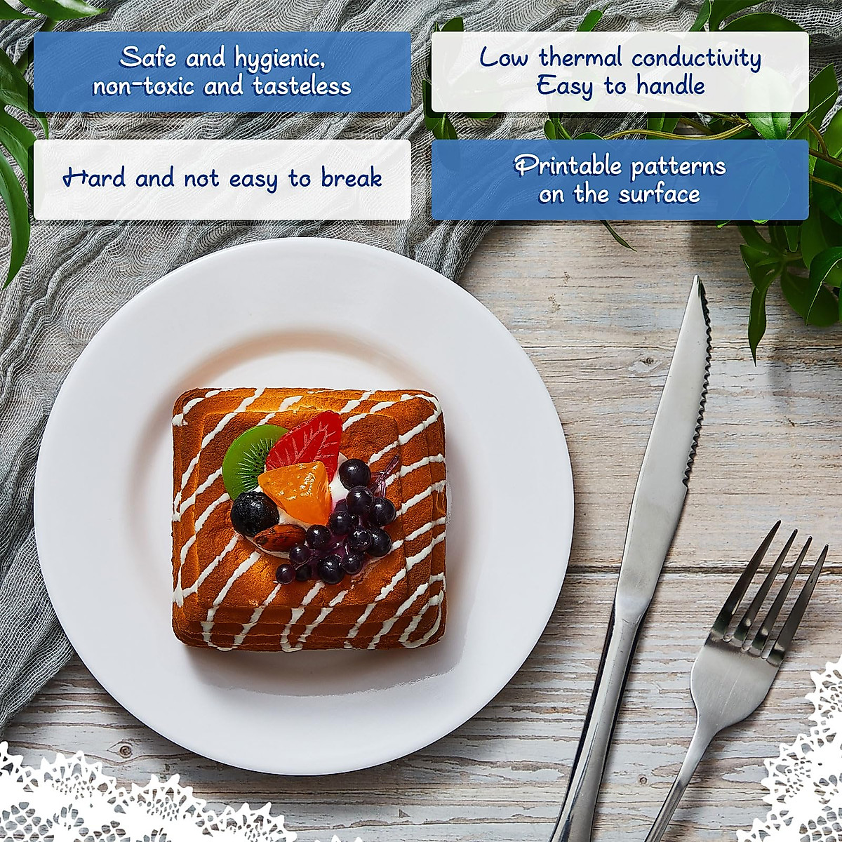 Hushee 12 Pack 24 Pack White Dessert Plates/Salad Dishes Set, Small Dinner Plates for Snacks, Dishes, Round Serving Dishes (7 Inch)