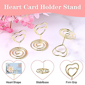 Gjinxi 20PCS Table Number Holders, Place Card Holders, Mini Table Card Holders Photo Holders for Tables, Picture Holder for Tables, Cards Stand with Heart Shaped Clip for Wedding, Photos, Memo Notes