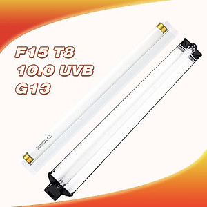 Hypool 2-Pack UVB Reptile Light 10.0 Bulb 15W 18inch T8 Fluorescent Desert Lamp for Bearded Dragon Tortoise Reptile & Amphibian (15W 18inch 10.0 Bulb G13)