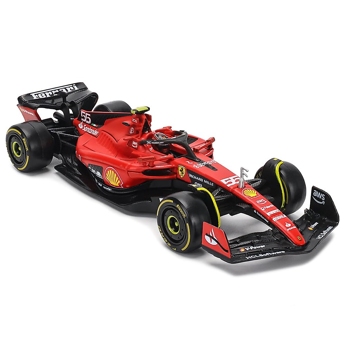 Xiangtat 1/43 Bburago 1:43 F1 2023 Ferrari SF23 55# Carlos Sainz Alloy Car Die Cast Car Model Collection Gift (SF23 55# W/Helmet)
