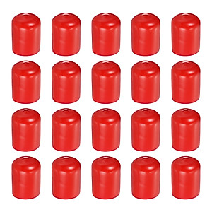 uxcell 50Pcs Rubber End Caps, 20mm/0.79" ID Flexible Rubber Caps, PVC Caps Rubber Screw for Bolts Screw Caps Thread Protectors Tube Screw Bolt, Red