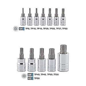 Neiko 10086A 6 Point Torx Plus Bit Socket Set, 1/4-Inch, 3/8-Inch and 1/2-Inch Drive, TP8 - TP60, 12-Piece