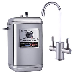 Ready Hot 41-RH-150-F560-BN Compact Water Dispenser, Manual Temperature Control, Reverse Osmosis Compatible, Includes Hot and Cold Dual-Lever Faucet, Brushed Nickel