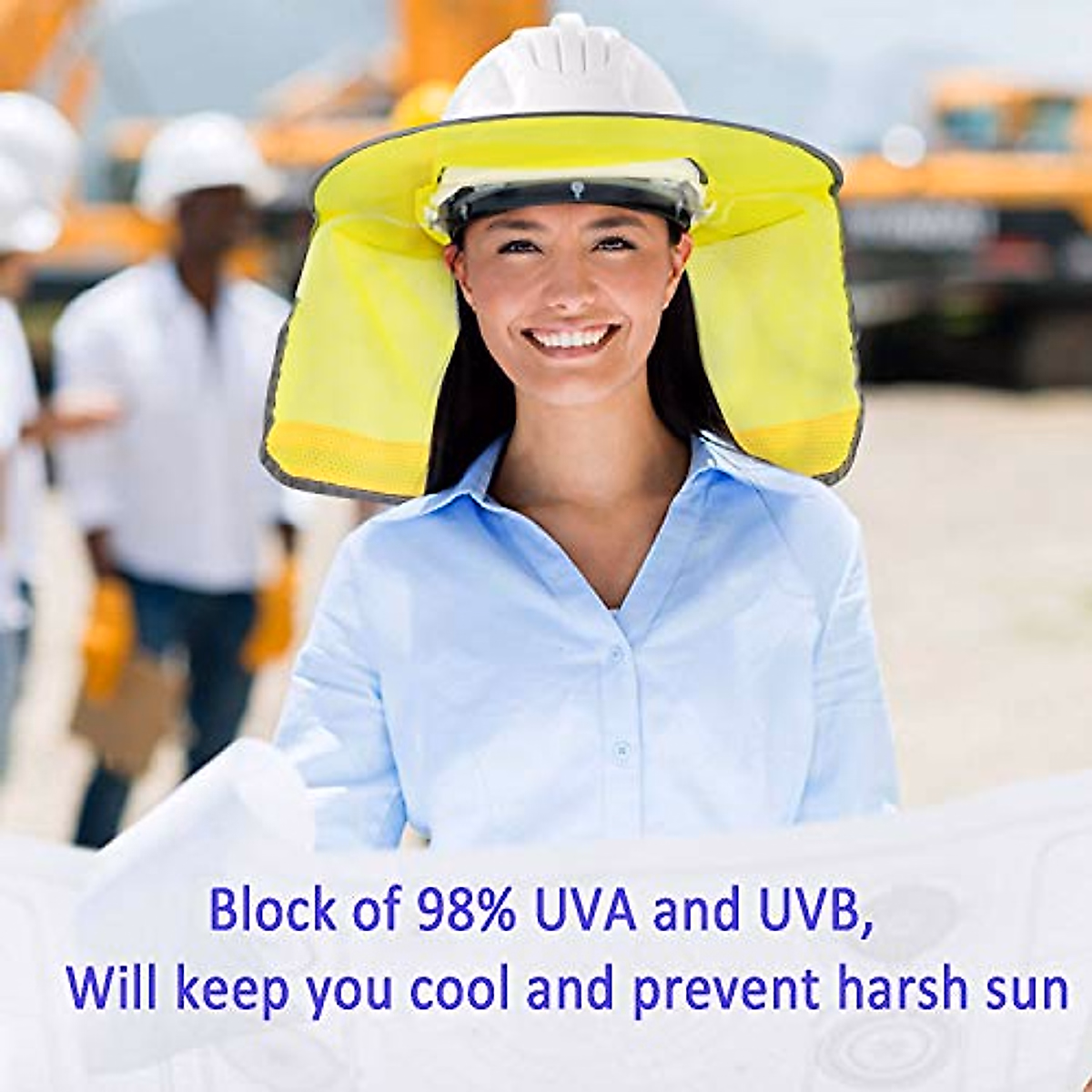 Tenpluszero 3 Pack Hard Hat Sunshield - Upgrade Full Brim Neck Sunshade Cover with Reflective Strip for Hardhats, yellow