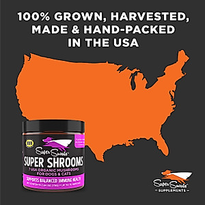 Super Snouts Super Shrooms Mushroom Immune Support Supplement for Dogs and Cats, 2.64 oz - Made in USA Organic Non-GMO, Immune Health for Strong Immunity, 7 Mushroom Blend Powder