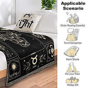 Eupoebun Taurus Constellation Blanket Astrology Sign Throw Blanket, Lightweight Microfiber Blanket Birthday Graduation to Mom Gifts for Women Men 50"X60"