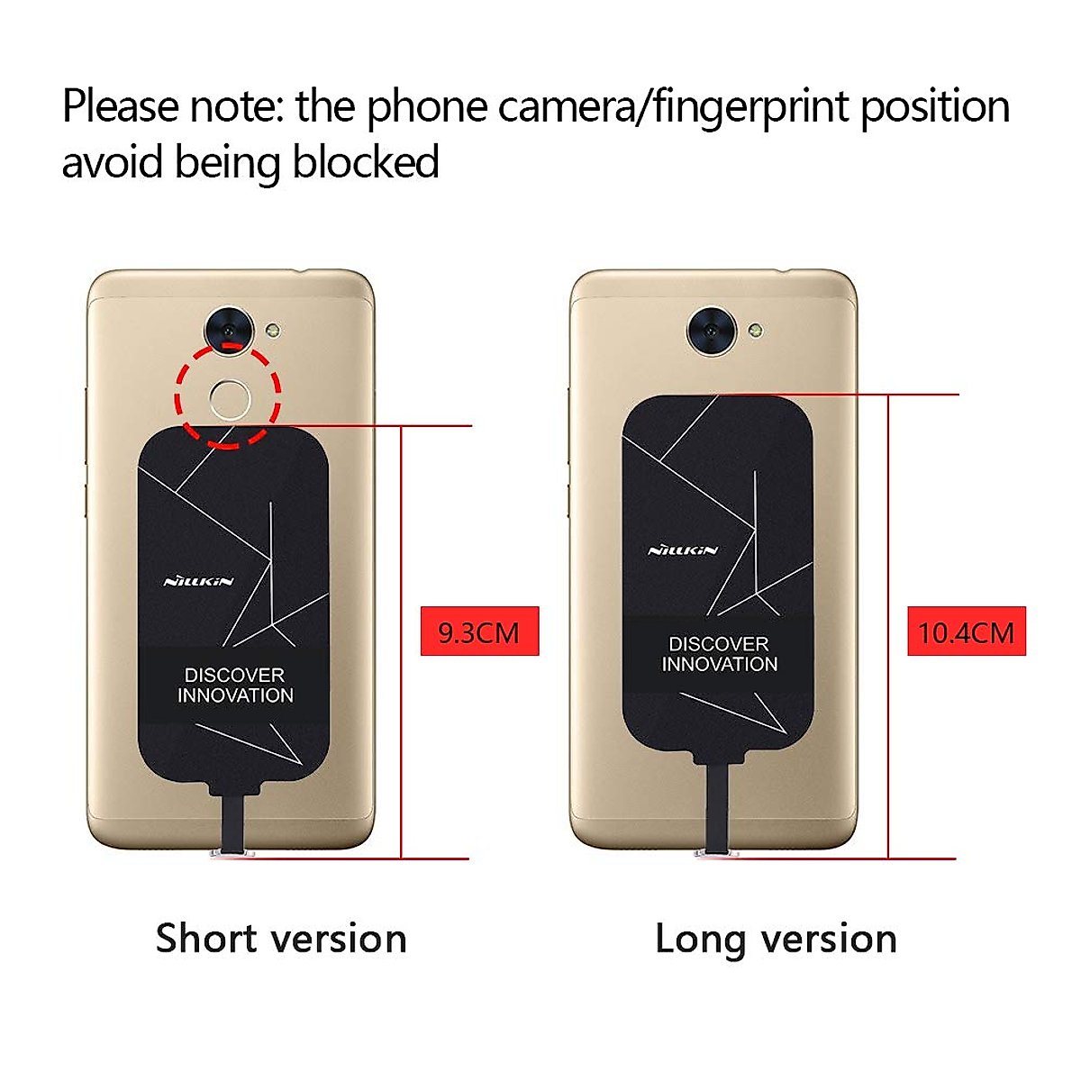 Nillkin Qi Receiver USB C, Thin Wireless Charging Receiver, Type C Wireless Charger Receiver for Galaxy Note 8 Pro/A50/A70/A10s/Xiaomi Note 8/Huawei P30 and Other Type-C Android Phones(Long Version)