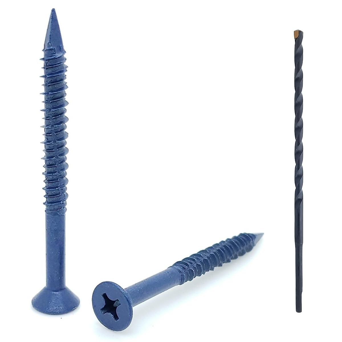 100 Qty 1/4" x 2-3/4" Flat Head Phillips Diamond Tip Concrete Screws to Anchor Masonry, Block & Brick (BCP495)
