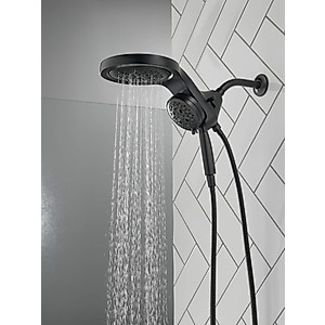 Delta Faucet HydroRain 5-Spray H2Okinetic Dual Shower Head with Handheld Spray, Black Shower Head with Hose, Handheld Shower Heads, Detachable Shower Head, 1.75 GPM Flow Rate, Matte Black 58680-BL