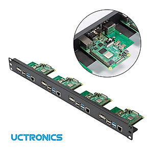 UCTRONICS for Raspberry Pi Rack with Micro HDMI Adapter Boards, 19" 1U Rack Mount Supports 1-4 Units for Raspberry Pi 4 Model B