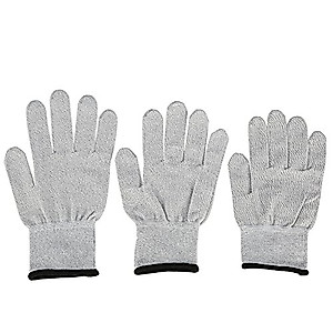 Massage Gloves, Conductive Glove, 1 Pair Conductive Electrode Massage Gloves with Electrode Pads Wires for Beauty Care Equipment (M)