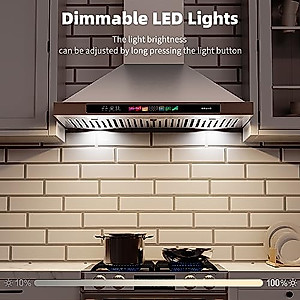 BRANO 30 Inch Wall Mount Range Hood with Voice/Gesture/Touch Control, 900 CFM Kitchen Hood Vent with 4 Speed Exhaust Fan, Ducted/Ductless Convertible Stove Hood with Memory Mode, 4 Adjustable Lights