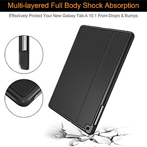 Soke Galaxy Tab A 10.1 Case 2019, Premium Shock Proof Stand Folio Case, Multi- Viewing Angles, Soft TPU Back Cover for Samsung Galaxy Tab A 10.1 inch Tablet [SM-T510/T515/T517],Black