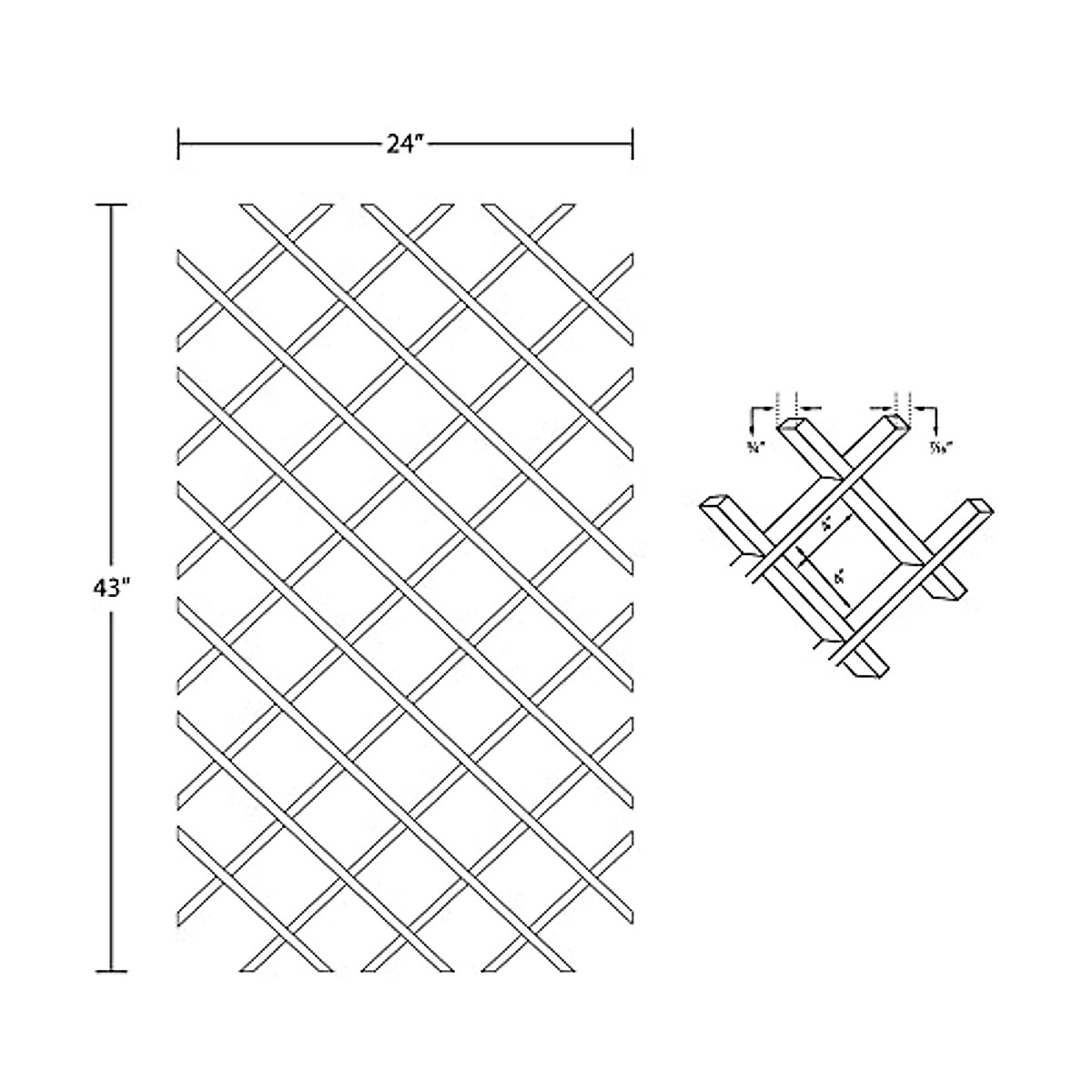 American Pro Décor 28-Bottle Trimmable Wine Rack Lattice Panel Inserts in Unfinished Solid North American Cherry