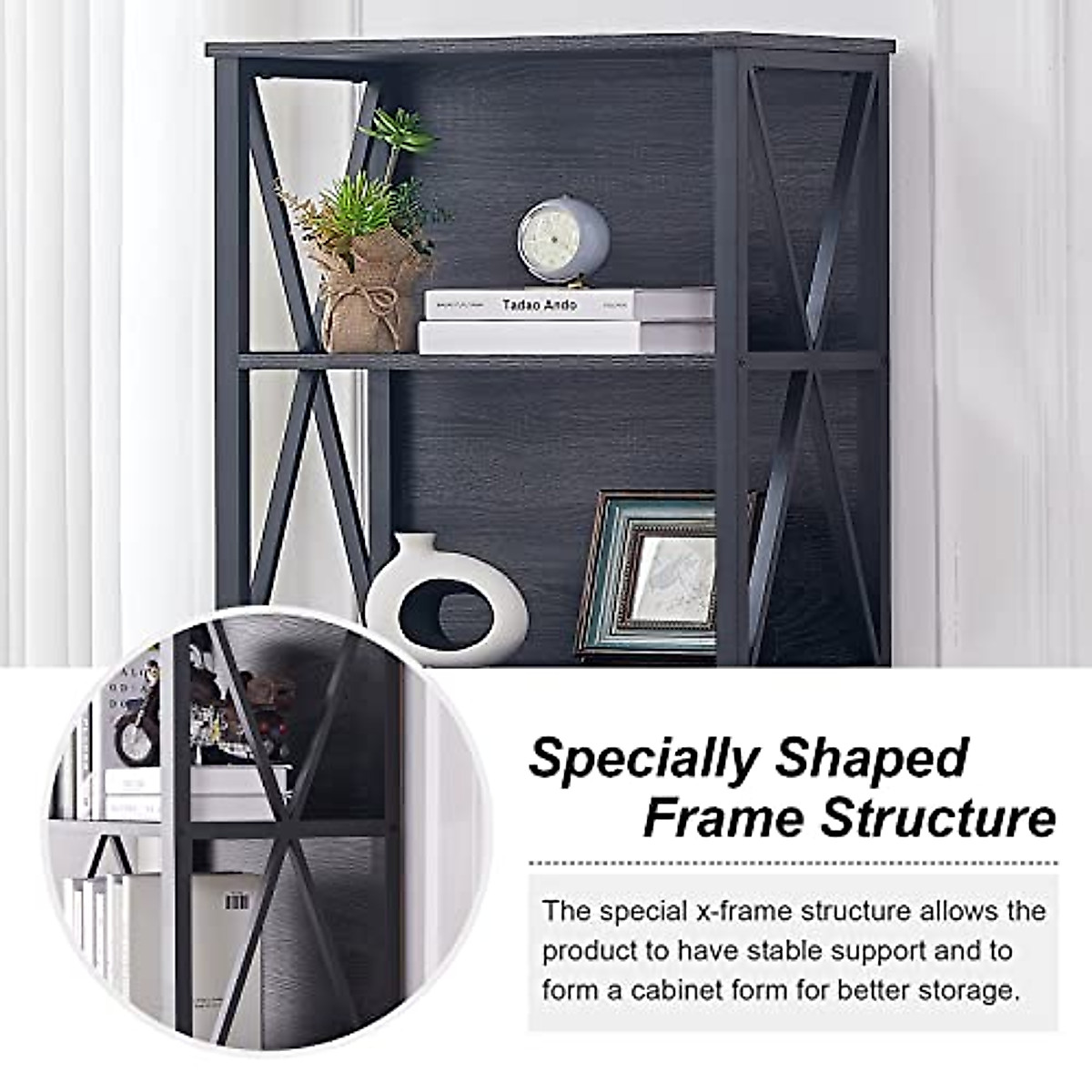 HOMISSUE Bookshelf, 6-Tier Bookshelf, Rustic Wood Metal Bookshelves and Bookcases, Freestanding Open Book Shelf, Industrial Tall Bookcase for Home Office, Living Room and Bedroom, Vintage Grey