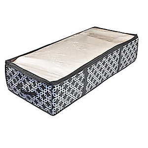 COMPONO 2 Pack Under Bed Storage Containers for Under The Bed Storage with Large Clear Window Carry Handles. Creates Storage Under Bed Organizer for Any Household Items (Pattern, Underbed Storage)