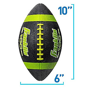 Franklin Sports Junior Footballs - Grip-Rite 100 - Kids Junior Size Rubber Footballs - Youth Footballs - 6 Pack of Footballs with Pump - Black/Optic