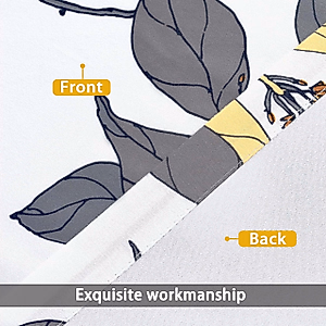 DriftAway 3 Piece Kitchen Curtains with Valance and Tier Sets Yellow Floral Branch Farmhouse Light Filtering 24 Inch Kitchen Window Curtains Over Sink for Bathroom Living Room