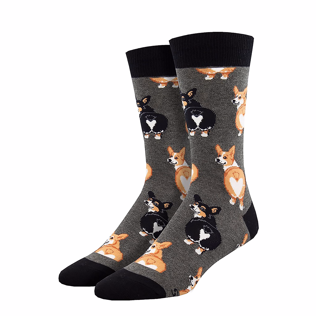 Socksmith Corgi Butt Charcoal Heather 10-13 (Men's Shoe Size 7-12.5)