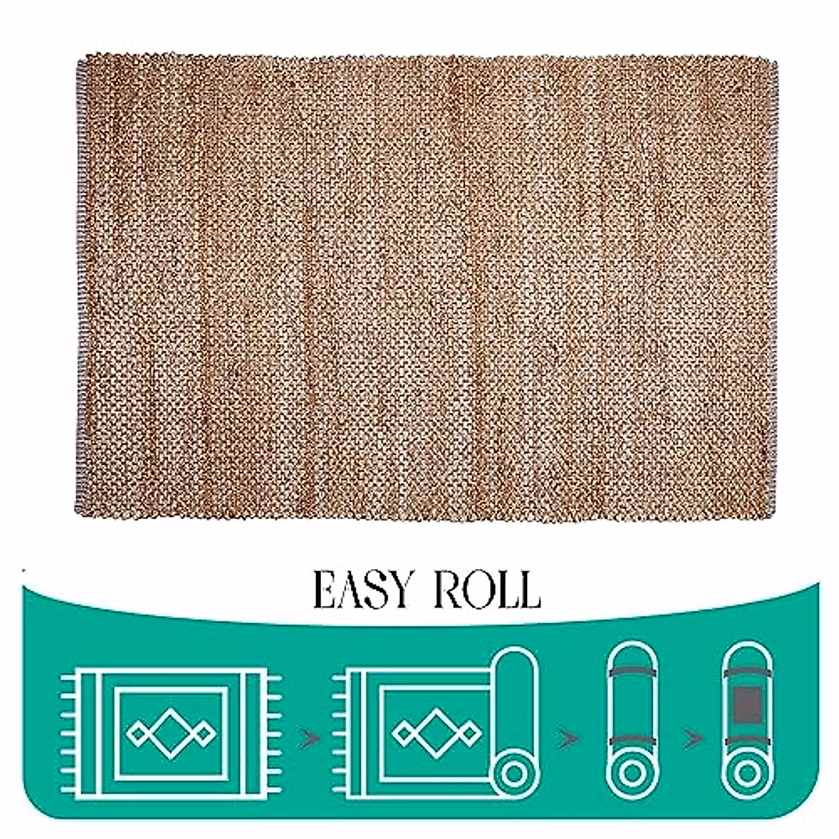 Lush Ambience Lara Premium Jute Area Rug, Jute Rug for Living Room, Bedroom, Farmhouse, Natural Jute Rug 4X6 Ft Braided Rug