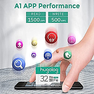 Hugolog 32GB Micro SD Card, Micro SDXC UHS-I Memory Card – 95MB/s,633X,U3,C10, Full HD Video V30, A1, FAT32, High Speed Flash TF Card P500 for Phone/Tablet/PC/Computer