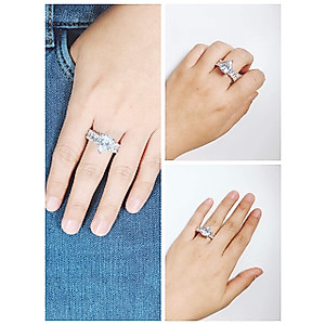 S925 Sterling Silver Ring Pear-Shaped CZ Cubic Zirconia or Gold-Plated Sterling Silver Princess Square Cut Ring, Gift Engagement Wedding Ring 9mmX11mm