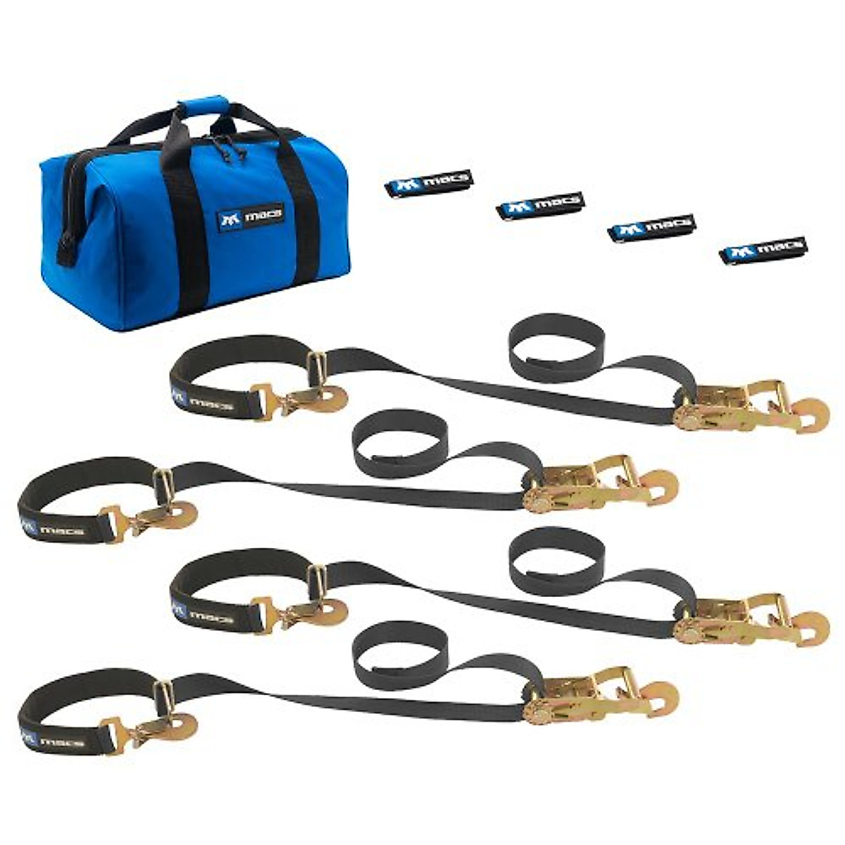 Mac's Tie-Downs 511118 Black Super Pack with 8' x 2" Direct Hook Combination Axle Straps