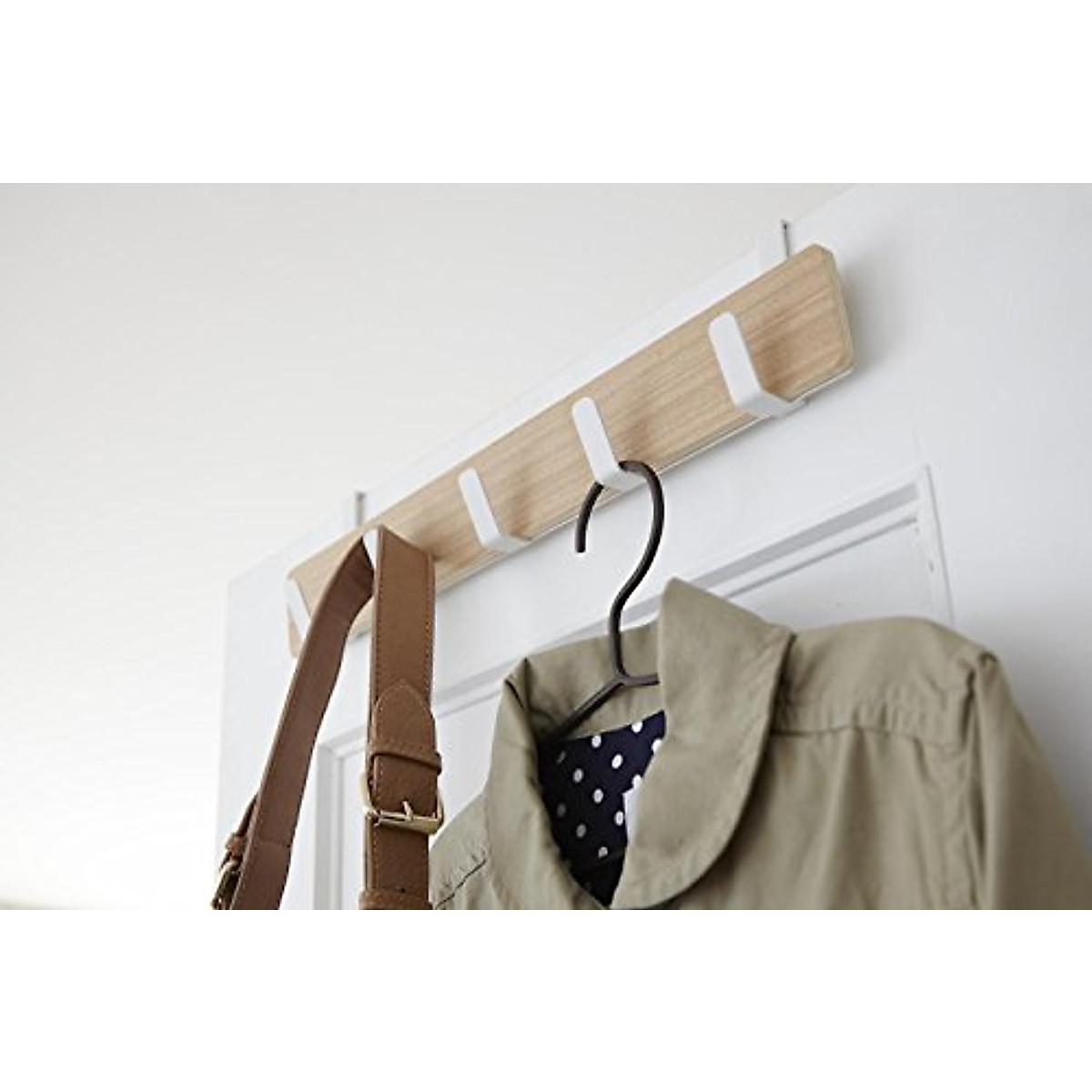 YAMAZAKI Home Ply Over The Door Hooks - Hanging Coat Rack, Beige, small