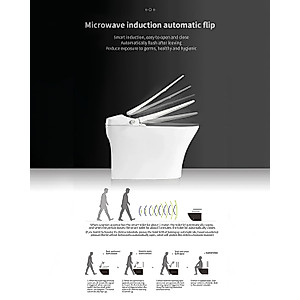 Vanity Art Smart Toilet with Bidet, 1-Piece Toilet with Heated Seat, Auto Open/Close Elongated Toilet in White w/Auto Flush, Seating Sensor, Air Drying, Remote Control, Foot Induction Flush