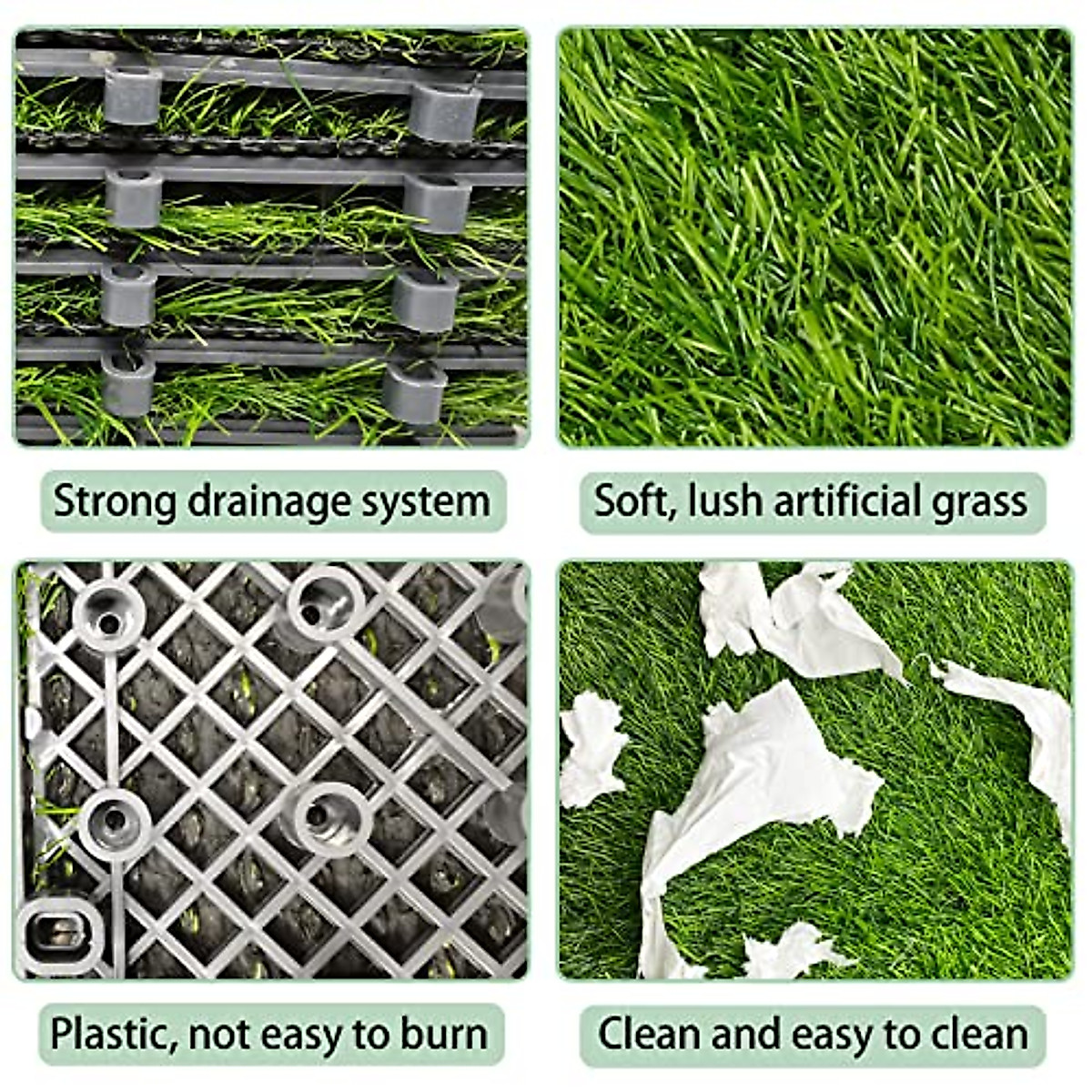 Hamiledyi Chicken Coop Grass Pads, Hen Nest Box Plastic Bedding Mats, Artificial Grass Turf Nesting Liners, Pet Garden Grass Tiles, Synthetic Poultry Bedding Pee Mats for Chickens Hens 6PCS