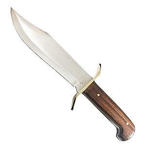 Bear & Son Cutlery 14 3/4" Fixed Blade Gold Rush Bowie Knife, Sandvik 12C27M Stainless Steel, Cocobola Wood Handle, Leather Sheath (CB00)
