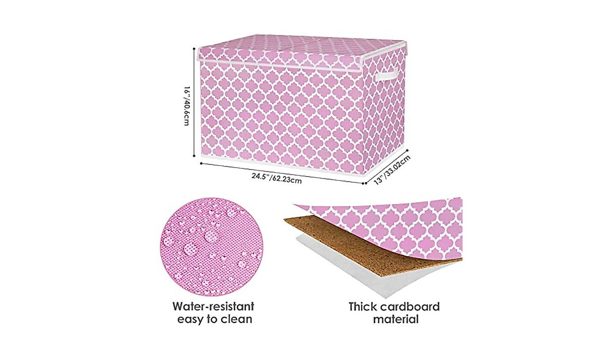 Homyfort Pink Toy Box for Kids - Large & Durable Storage