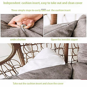 Eoieov Hanging Egg Chair Cushions,Removable Swing Cushion Replacement,Indoor/Outdoor Swing Chair Cushion,Soft Hanging Egg Hammock Chair Seat Pads,Black Removable.45 * 20"