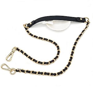 Maikaisen Wallet Chain Replacement for Shoulder Bags and Crossbody Bags, Microfiber Leather Combined with Durable Iron Chain, 51" Long Black (Black/Gold)