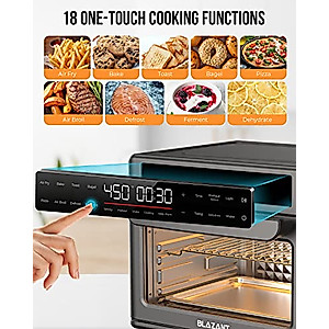 Large Capacity Toaster Oven Countertop, Dishwasher Safe Detachable Panel, 26QT Air Fryer Toaster Oven Combo, Drumstick Grill Accessories, With Ary Fry, Bake, Toast, Bagel, Pizza, Broil, Defrost, BLAZANT T-26