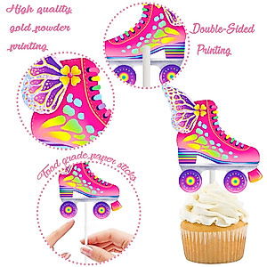 36pcs Roller Skate Cupcake Toppers Roller Skate Birthday Party Decorations 80s 90s Retro Hip Hop Roller Skating Theme Decor Supplies for Children Boy Girl Happy Birthday Party Decor Supplies