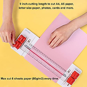 Paper Cutter Paper Trimmer 4 in 1 Ultra Light Trimmer with Dial Blades of Straight, Wavy, Dotted, Creased for Paper Craft, Scrapbook, Photos, Postcards,Coupons, Gift Card, Label (White)