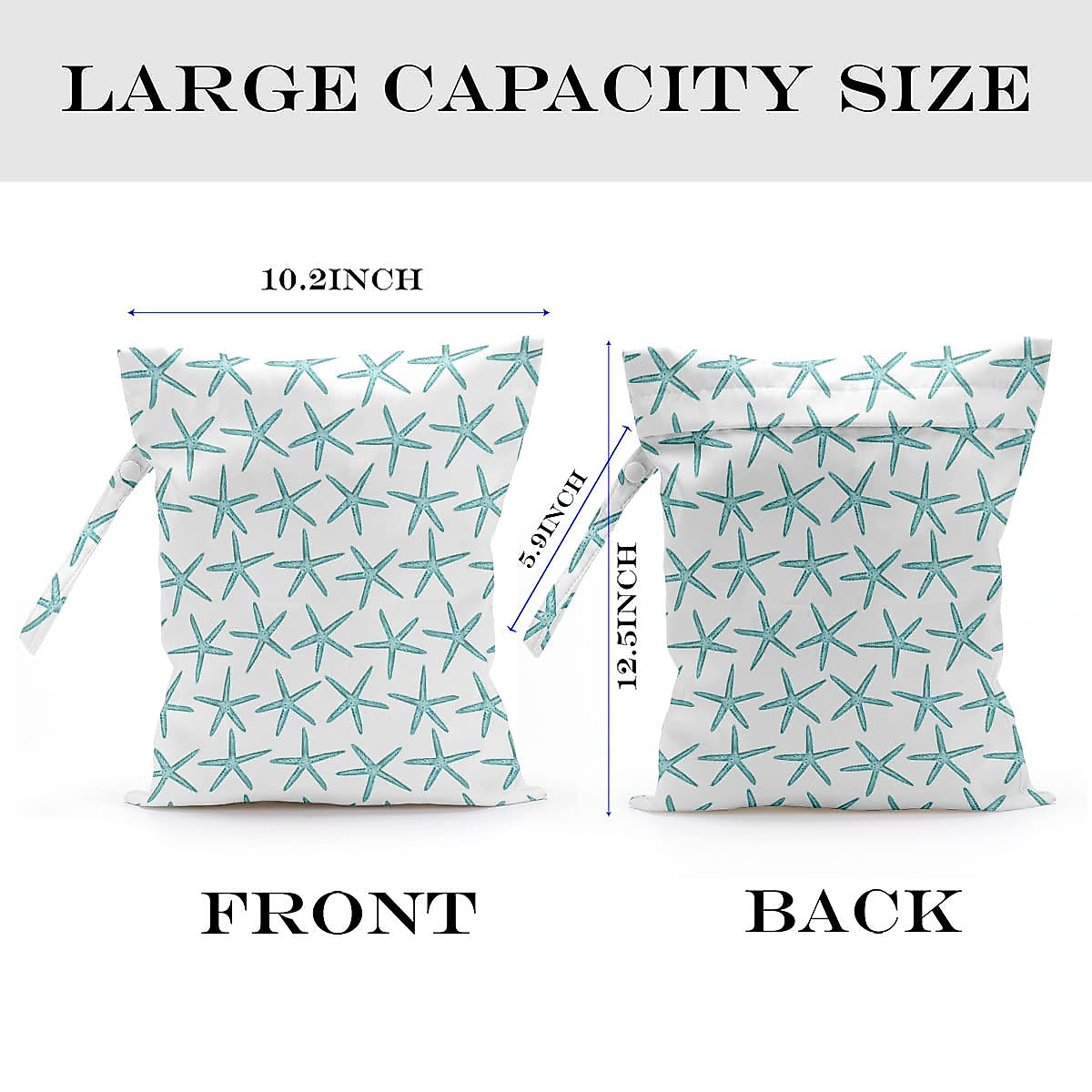 2 Pcs Wet Bag, Wet Dry Bag, Wet Bag for Swimsuit, Travel, Beach, Pool, Stroller, Diapers, Dirty Yoga Gym Clothes, Toiletries, Makeup Bag, Beach Bag Ocean Starfish Anchor Décor Birthday Gift for Women.