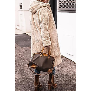 PRETTYGARDEN Women's 2023 Fall Fashion Coats Casual Loose Fleece Long Hooded Jackets Outerwear (Light Army Green,Small)