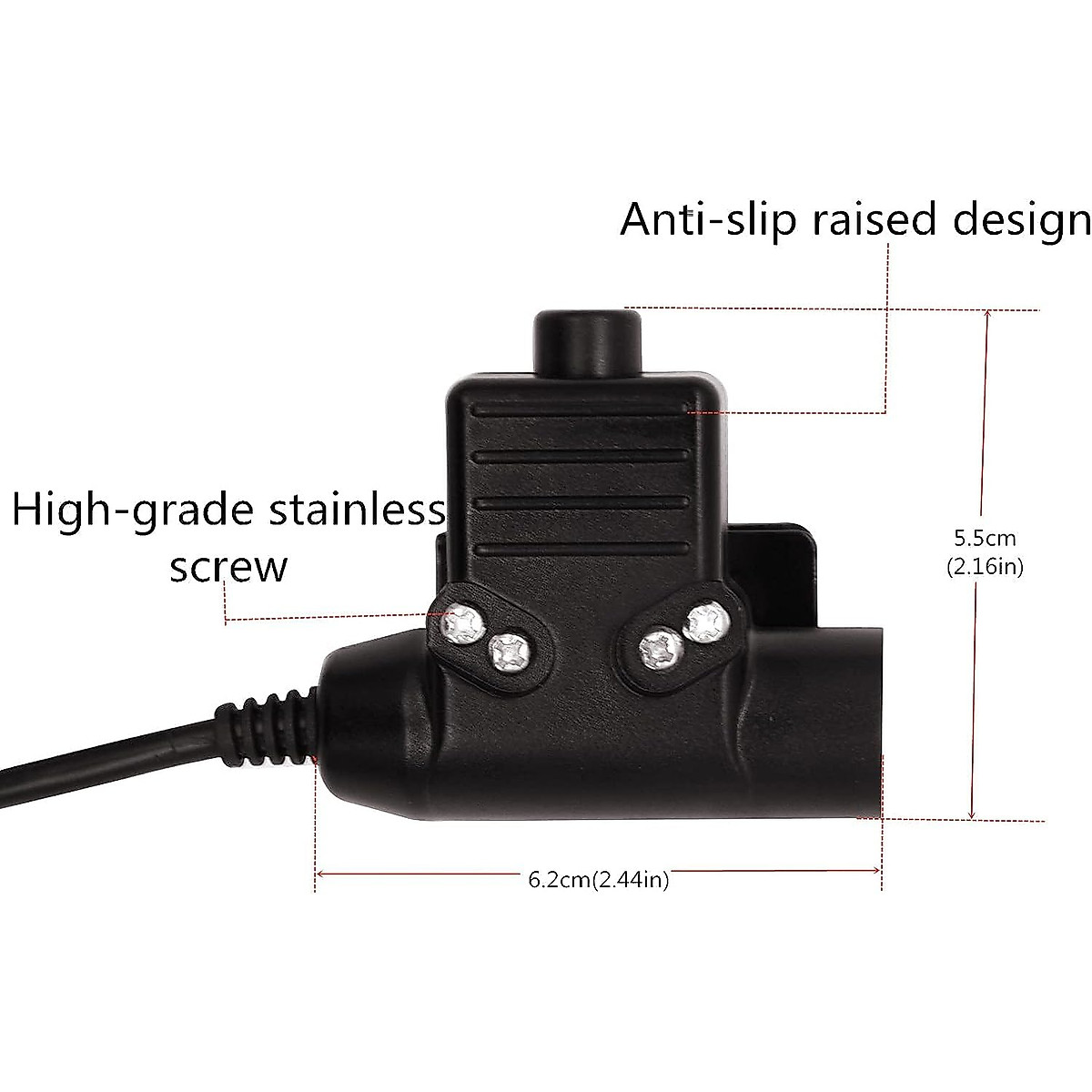 WODASEN Military U94 PTT Adapter Tactical Headset Push to Talk Connector 7.1mm TP-120 to 2 Pin Walkie Talkie for Baofeng UV-5R UV-82 UV-82hp BF-888s AR-152 Archsell AR-5 Kenwood Radio NATO-US Wiring