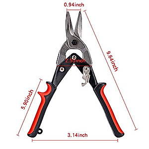 Aviation Snip - Straight Cut Tin Snips Cutting Metal Shears with Forged Tooth-Ripple Blade Cutting Steel Tool for Steel Aluminum Leather Copper
