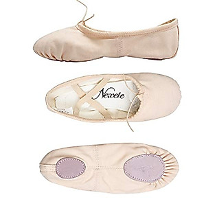 Nexete Ballet Shoes Slippers Classic Canvas Split-Sole Dance Slippers for Toddler Kid Girl Boy Women (Women 12, Ballet Pink)