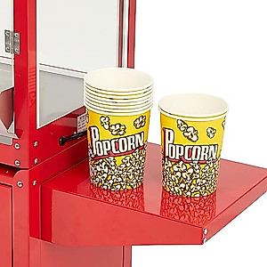 Aibudy Popcorn Popper with Cart and Stand,Theater Commercial Vintage Popcorn Maker with 8 Oz. Stainless Steel Kettle and Storage Included, Red