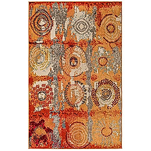 Unique Loom Estrella Collection Modern, Abstract, Light Colors, Distressed Area Rug, 5 ft x 8 ft, Orange/Beige