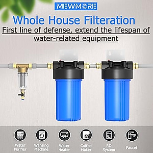 MewMore WHC40 Sediment Filter, 40 & 100 & 200 Micron Reusable Spin Down Sediment Water Filter, Whole House Water Filter for Well Water, Home Pre-filtration System, 1" MNPT + 3/4" FNPT + 3/4"MNPT