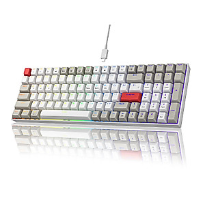 Newmen GM1000 Wireless Mechanical Gaming Keyboard,Bluetooth 5.0/2.4GHz/USB-C Hot Swappable Custom Keyboard,RGB Backlit Mechanical Keyboard for with Number Pad for Mac/Win（Gateron Blue Switches）
