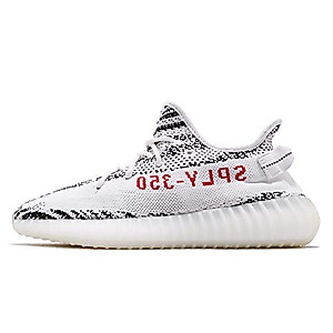 adidas Men's Yeezy Boost 350 V2, White/CORE Black/RED, 9.5 M US