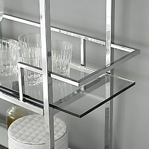 Crosley Furniture Aimee Bar with Paper Marble Top, Chrome Finish